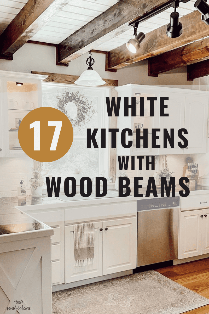 17 Cozy and Chic White Kitchens with Wood Beams