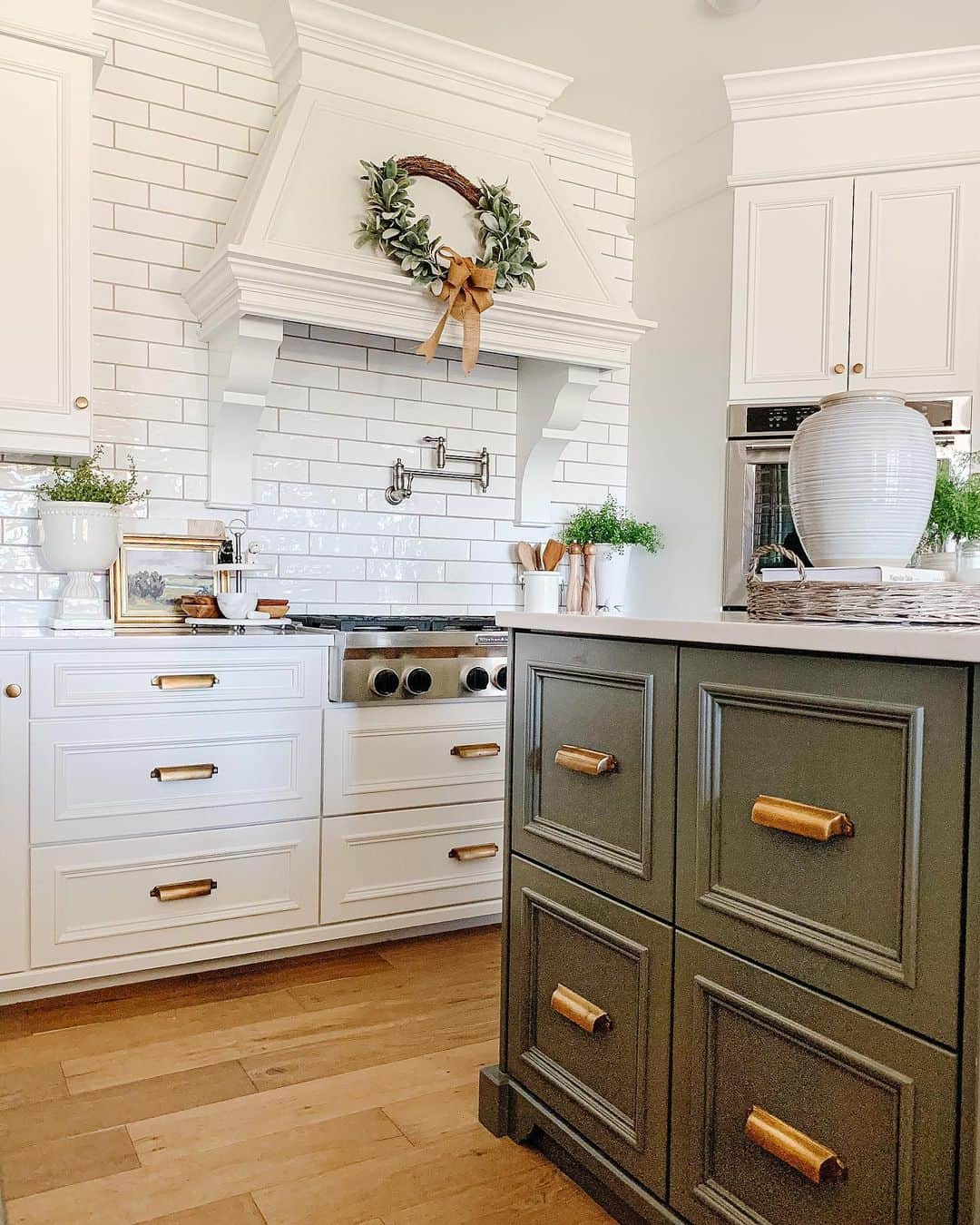 Army Green Square Drawers with Brass Pulls - Soul & Lane