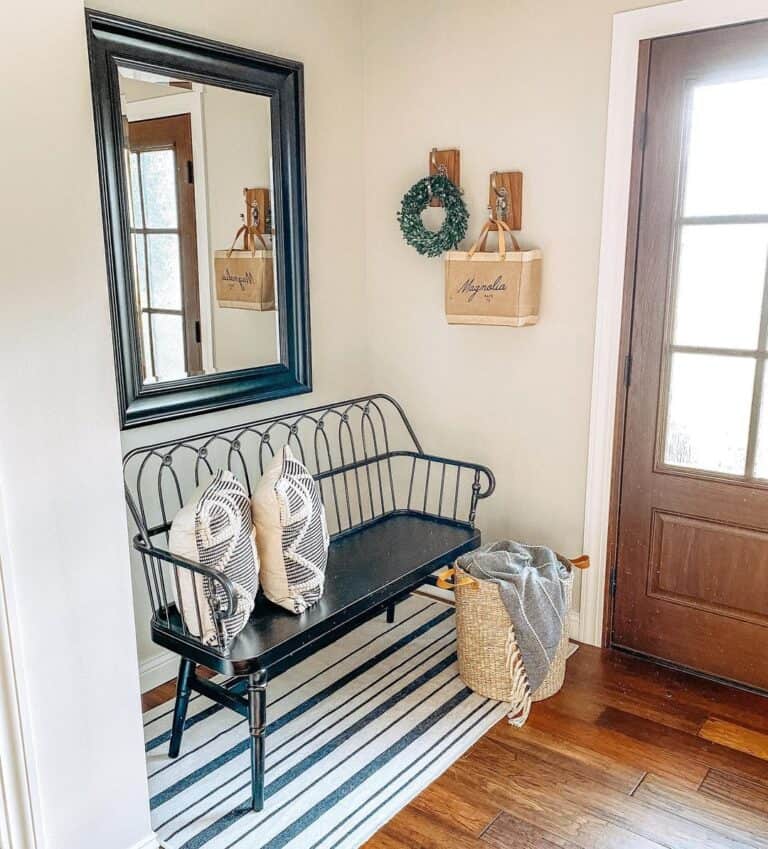 Black Metal and Painted Wood Entryway Bench - Soul & Lane
