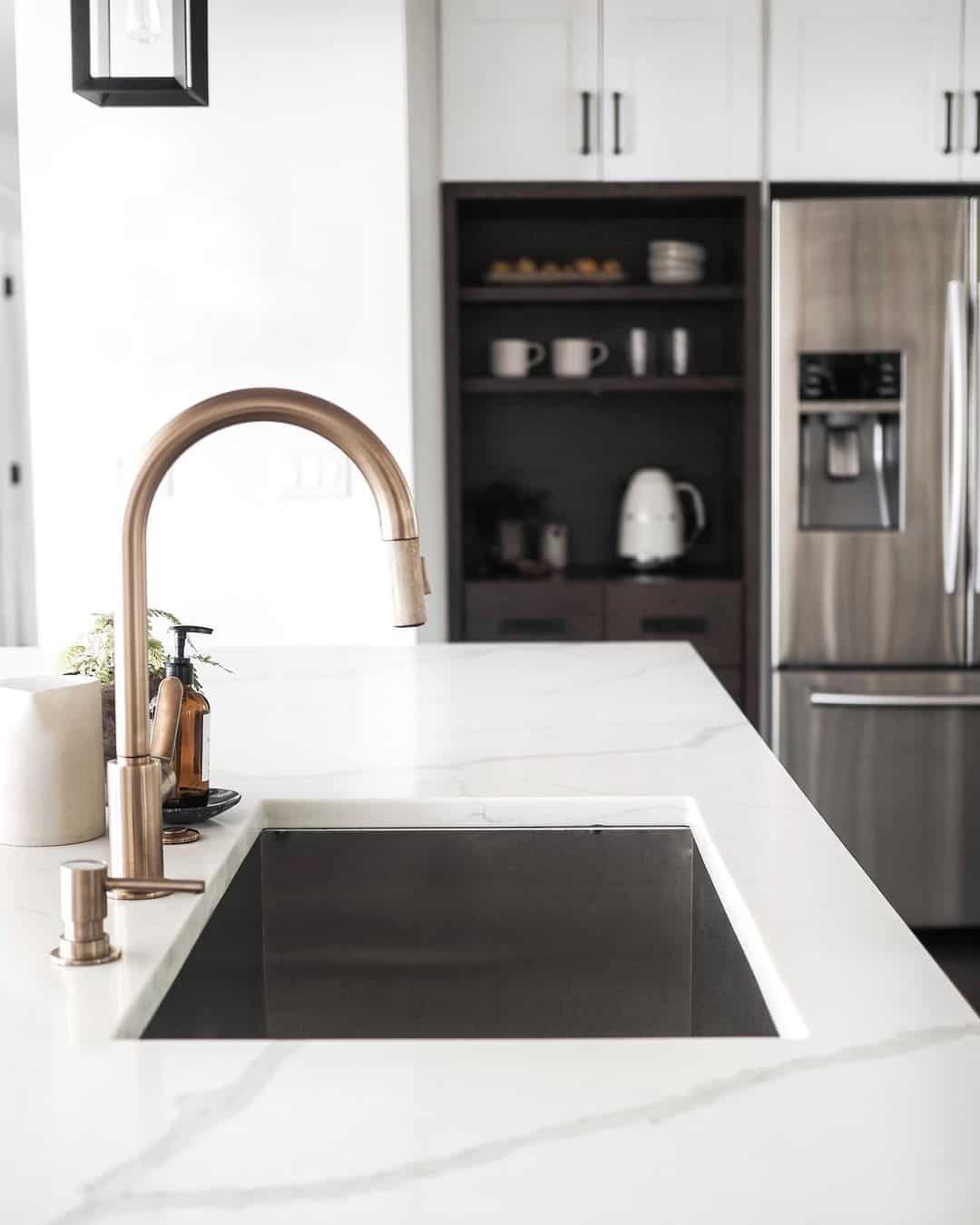 Stainless Steel Sink with Brass Gooseneck Faucet - Soul & Lane