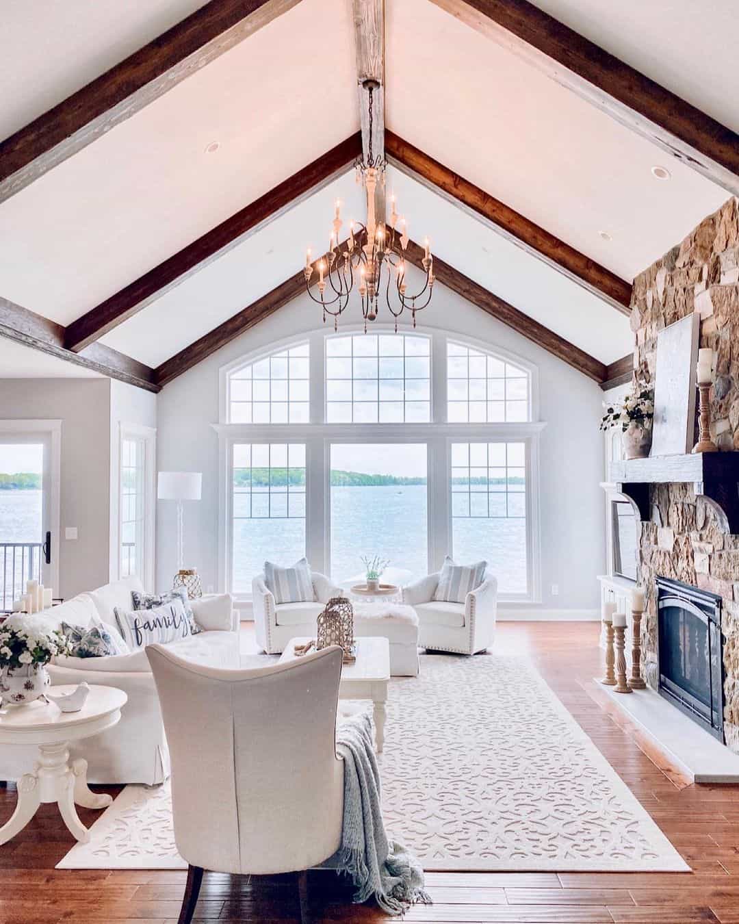 Vaulted Ceiling with Bronze Chandelier - Soul & Lane