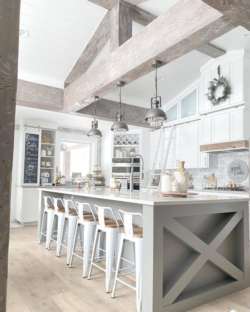 31 White Vaulted Ceilings with Wood Beams to Add Character