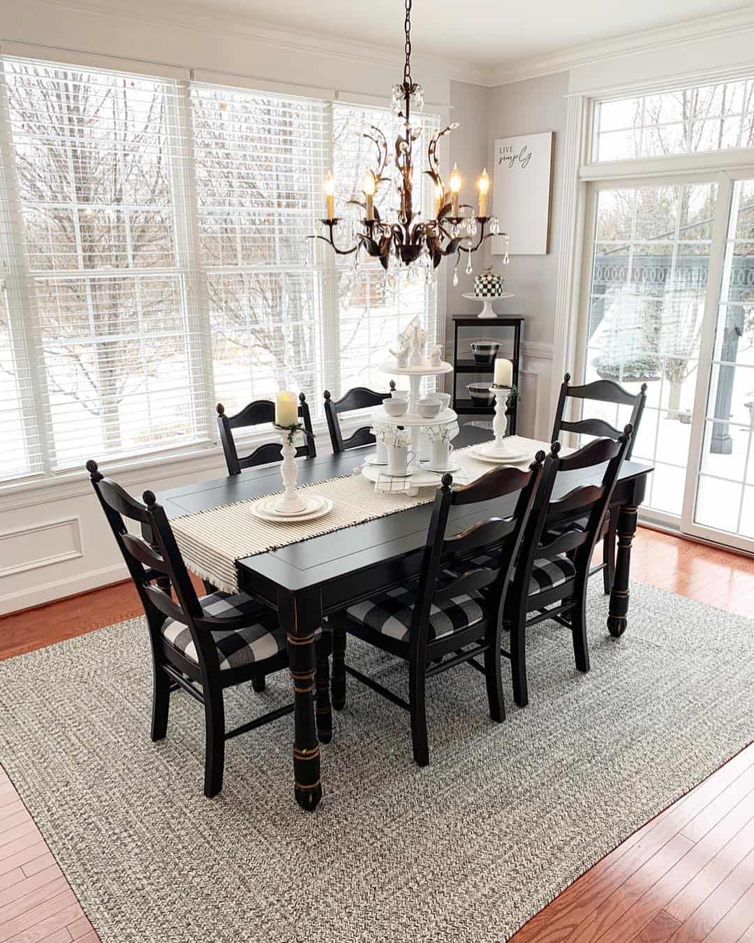 Gray Rug for Black Farmhouse Dining Table - Soul & Lane