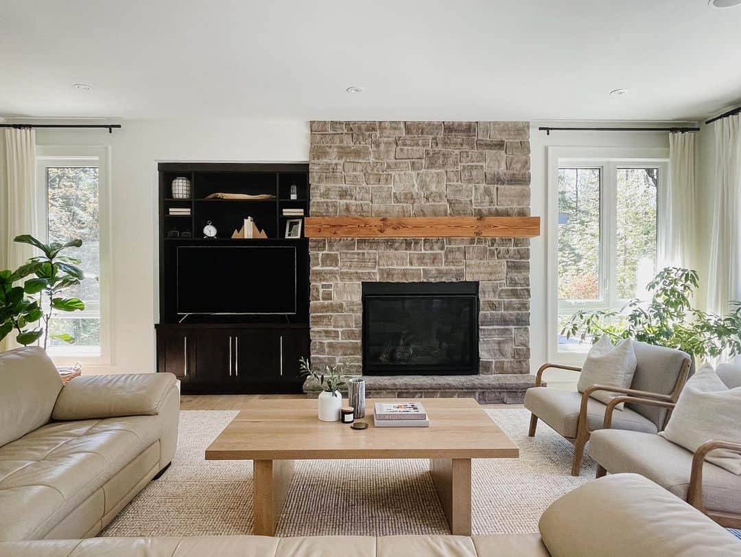 28 Cozy Stone Fireplace Ideas to Make a Statement