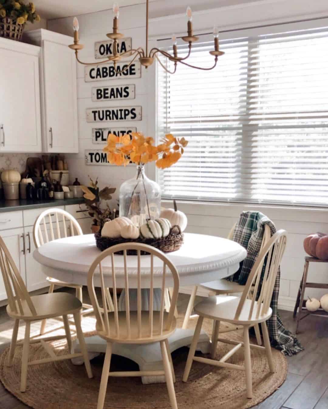 White Round Dining Table with Spindle Chairs - Soul & Lane