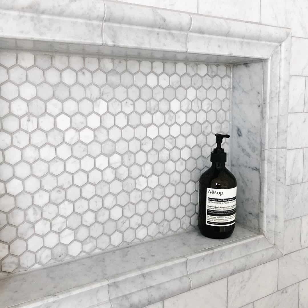 Rectangular Hexagon Tile Bathroom Shower Niche - Soul & Lane