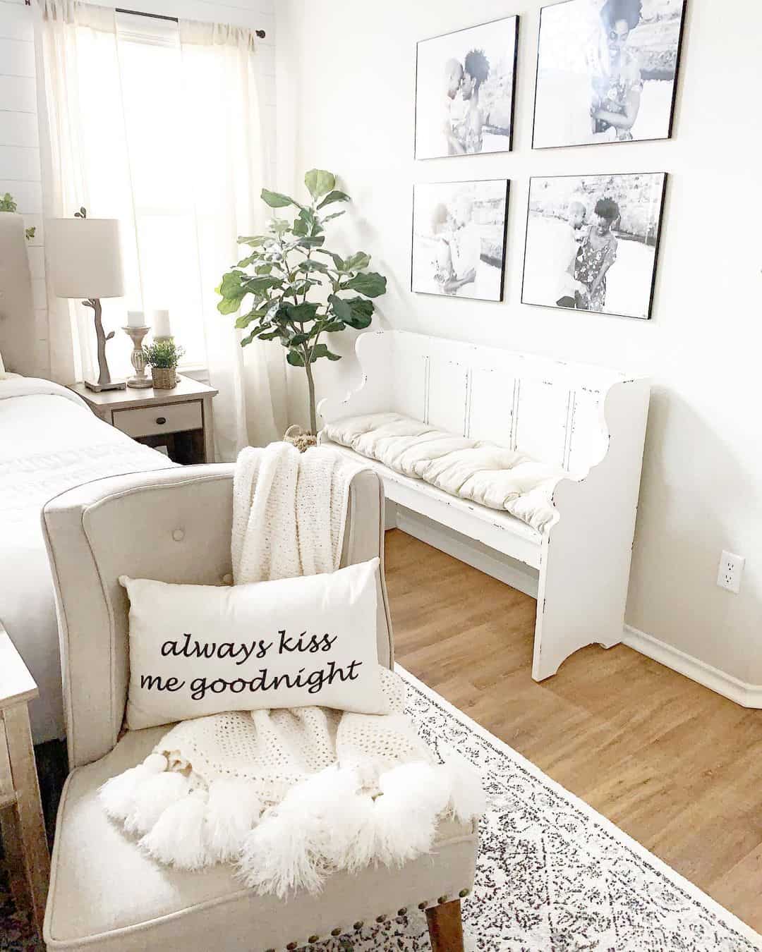 Rustic White Bench Bedroom Seating - Soul & Lane
