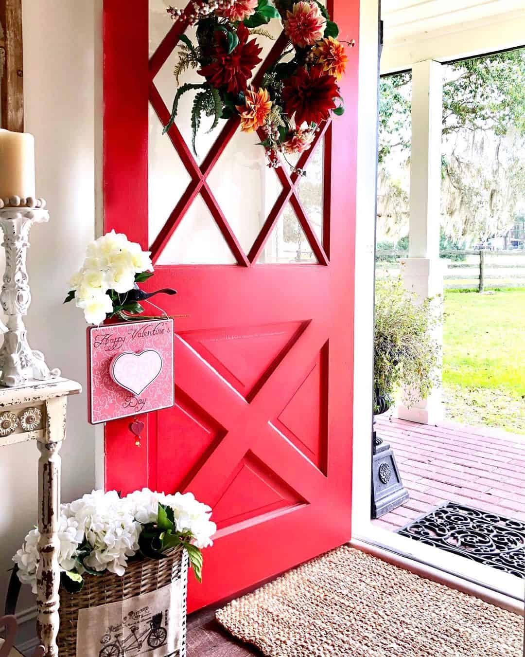 Farmhouse Style Red Front Door With Glass - Soul & Lane