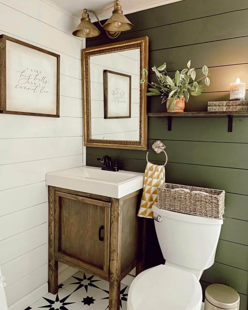 Shiplap Half Bath with Accent Wall - Soul & Lane