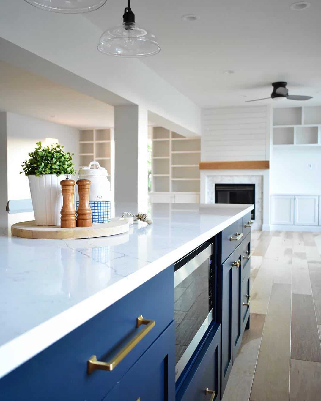 Blue Drawers with Brass Drawer Pulls - Soul & Lane