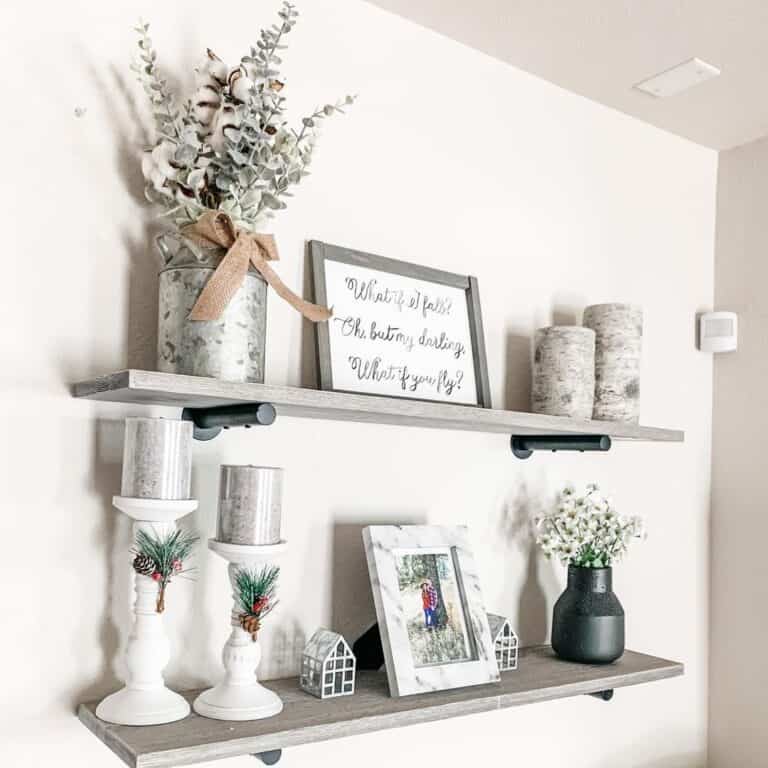 Gray Wood and Black Metal Farmhouse Shelves - Soul & Lane