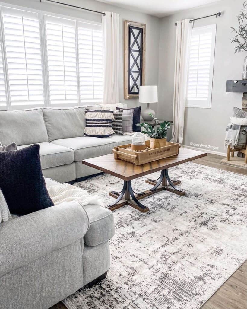 Farmhouse Living Room With Grey Sectional