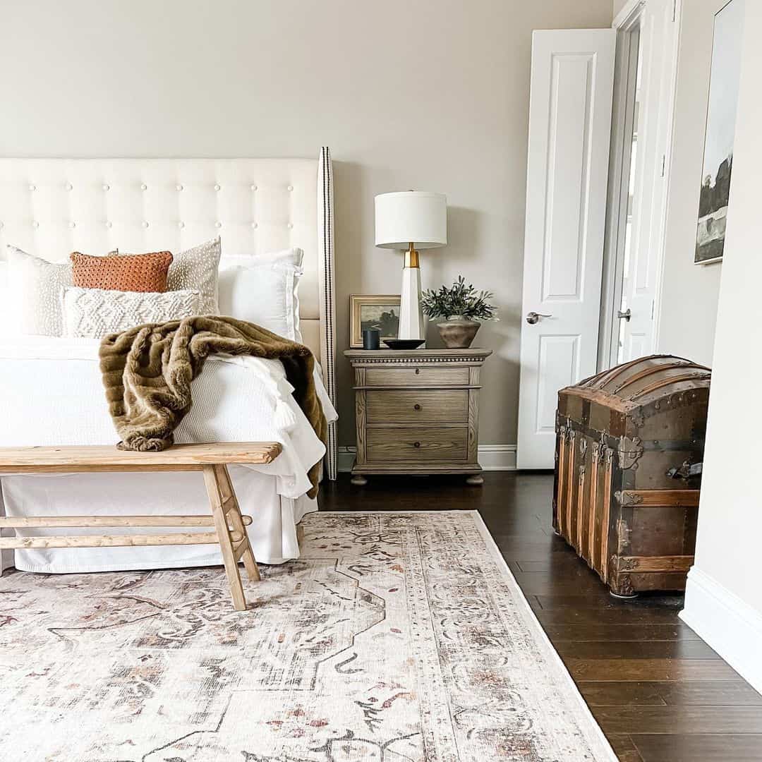 Grey Primary Bedroom with White Baseboards - Soul & Lane