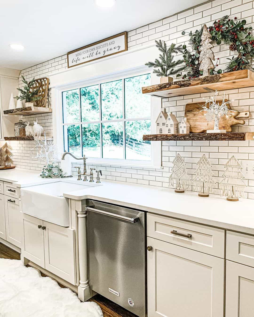 Kitchen with Natural Wood Floating Shelves - Soul & Lane Kitchen with Natural Wood Floating Shelves - Soul & Lane