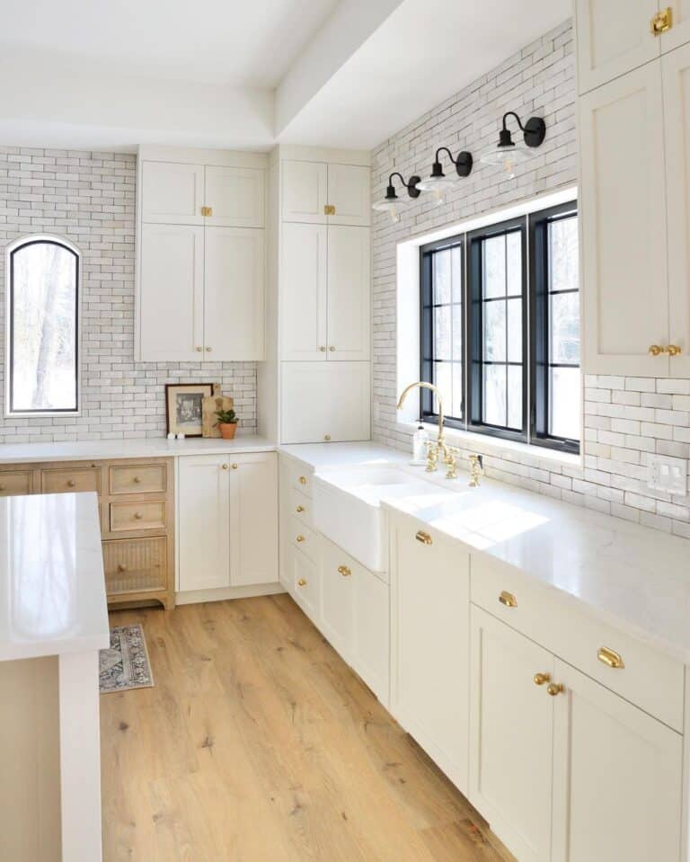Modern Farmhouse Kitchen with Window Backsplash - Soul & Lane