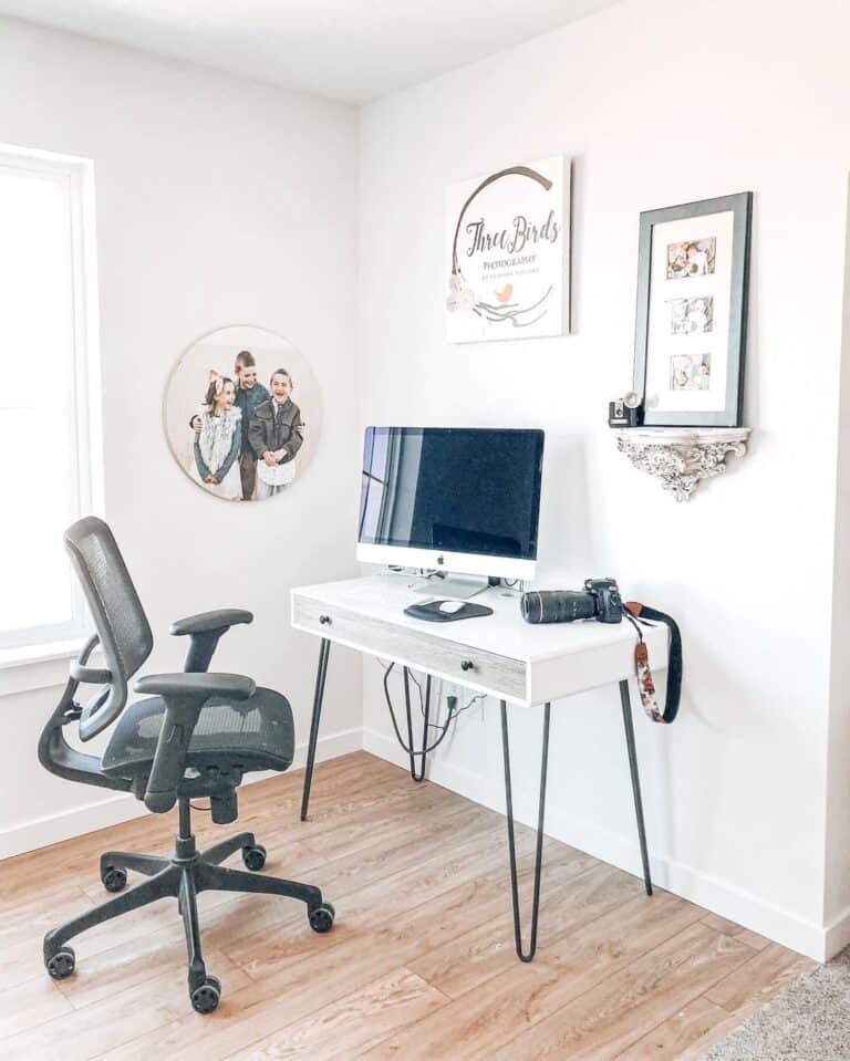 A Camera on a White Modern Desk With Drawers - Soul & Lane