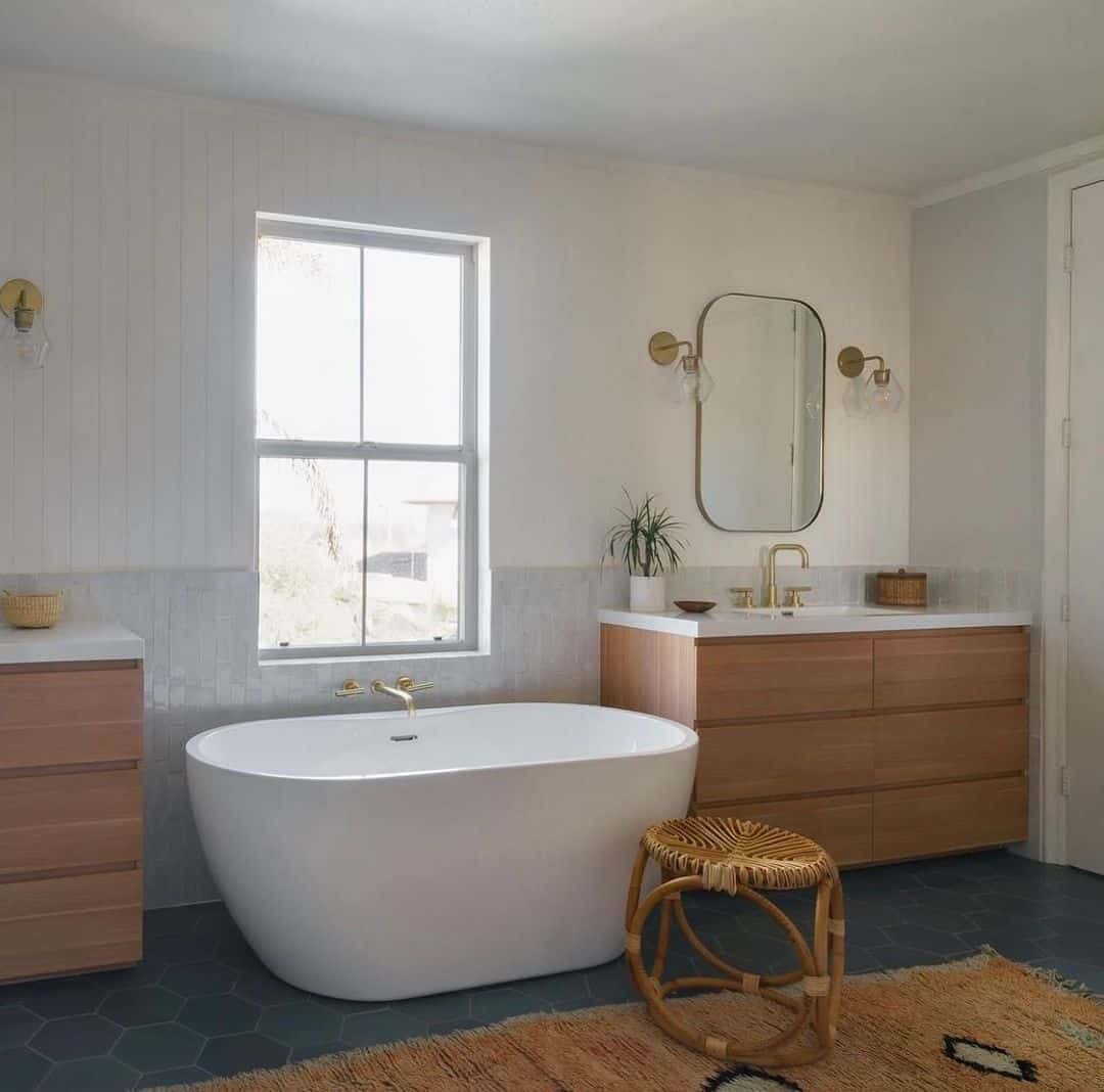 Bathroom with White Vertical Shiplap Wall - Soul & Lane