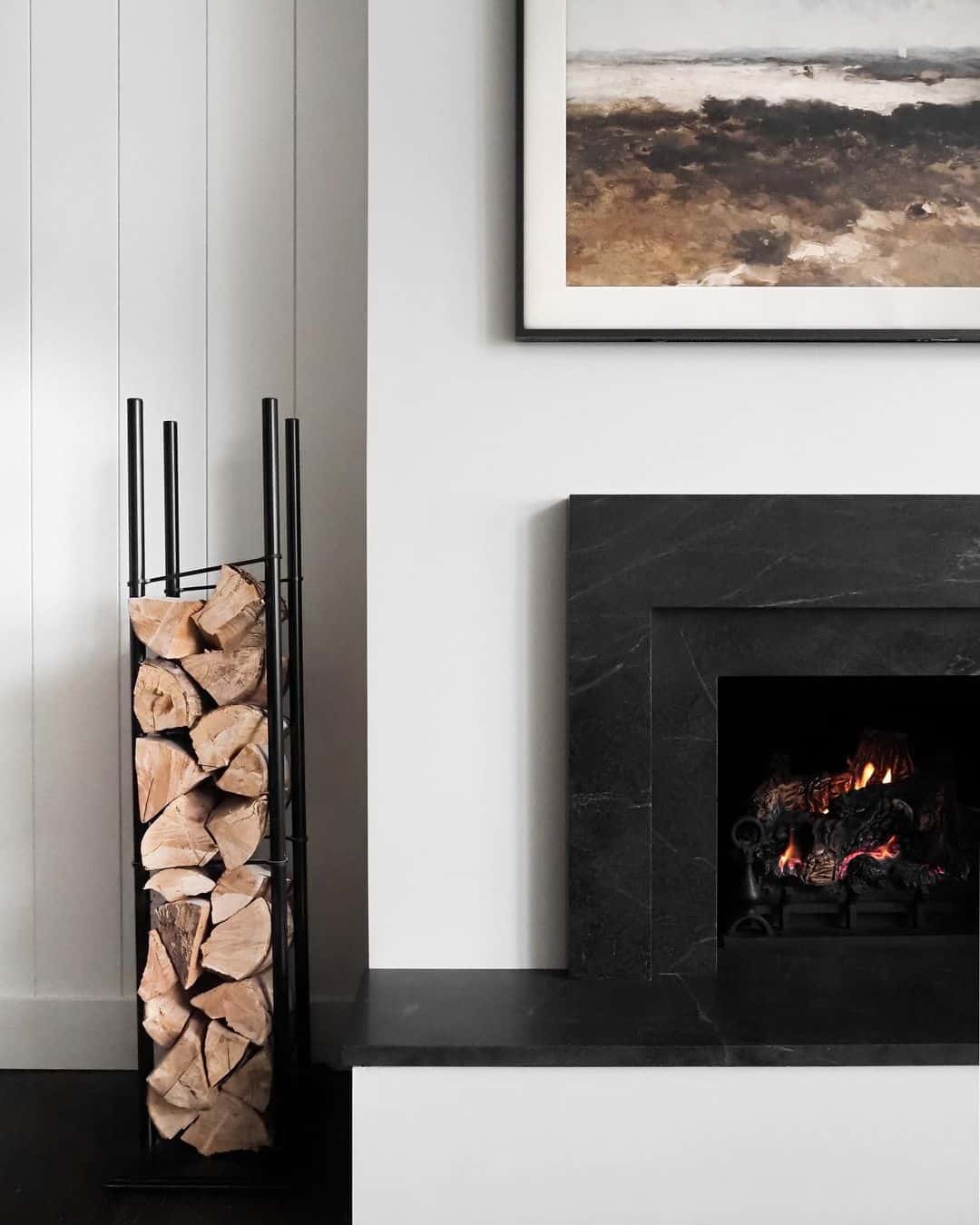 Black Slate Tile Fireplace
