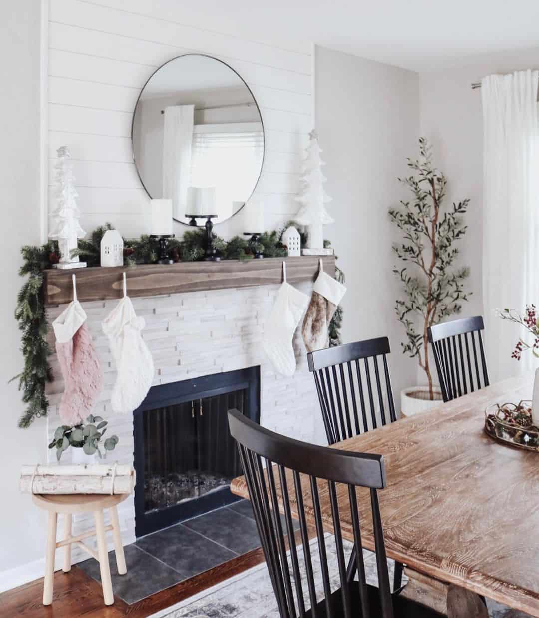 Christmas Mantel Over Dining Room Fireplace - Soul & Lane