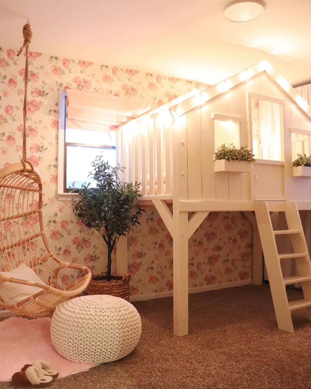 Floral Clubhouse Bedroom with Indoor Swing - Soul & Lane