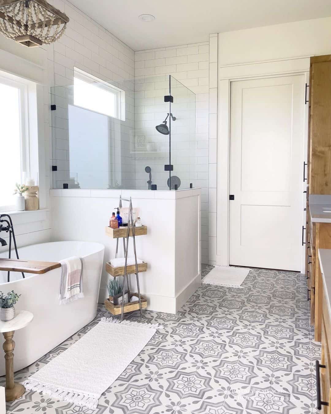 Half Wall Shower And Freestanding Bathtub Soul And Lane