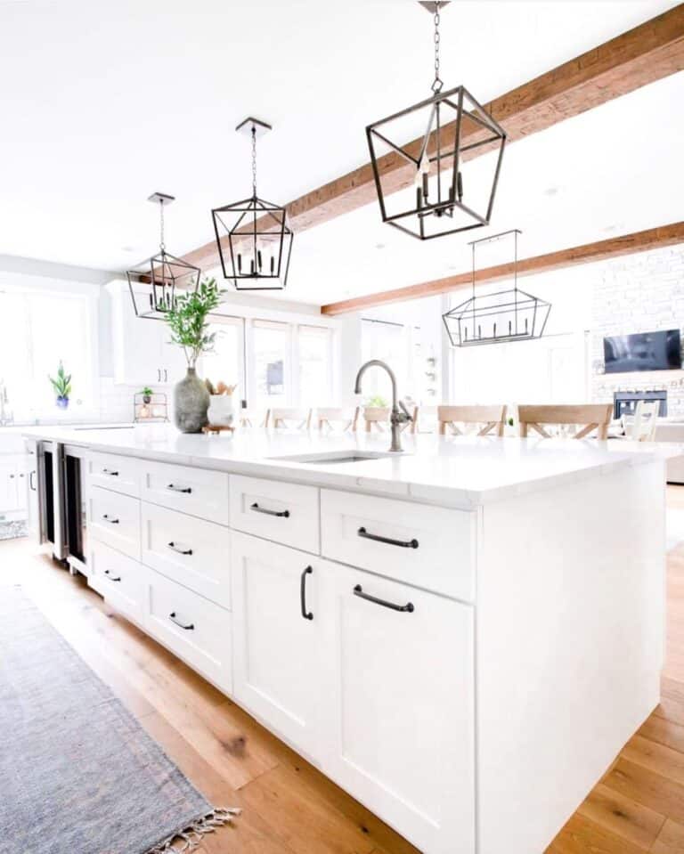Large White Kitchen Island in Modern Farmhouse Kitchen - Soul & Lane