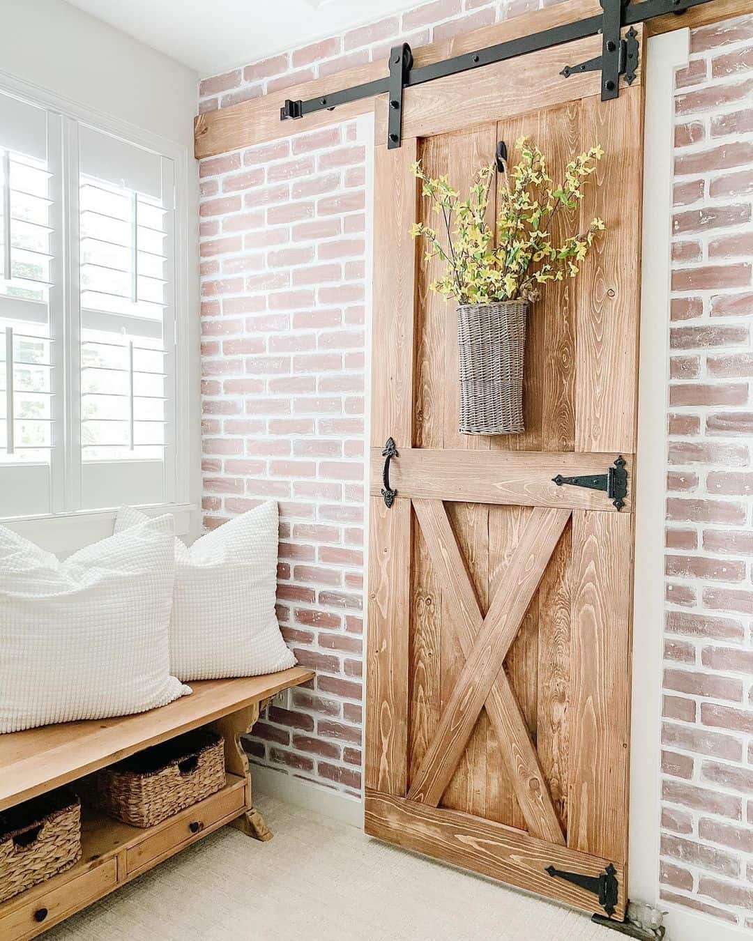 Woven Door Basket on Sliding Barn Door - Soul & Lane