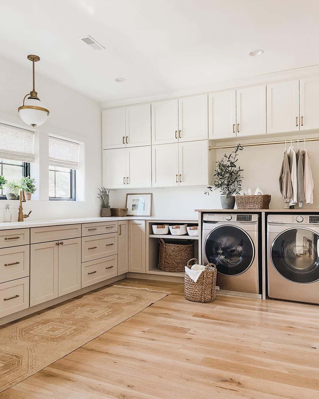 Light Stained Wood Laundry Room Flooring - Soul & Lane