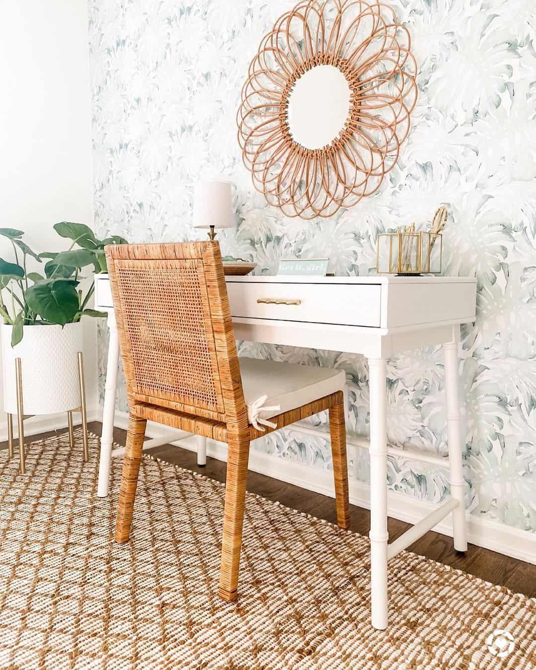 Mirror With a Large Gold Frame Over a White Desk - Soul & Lane