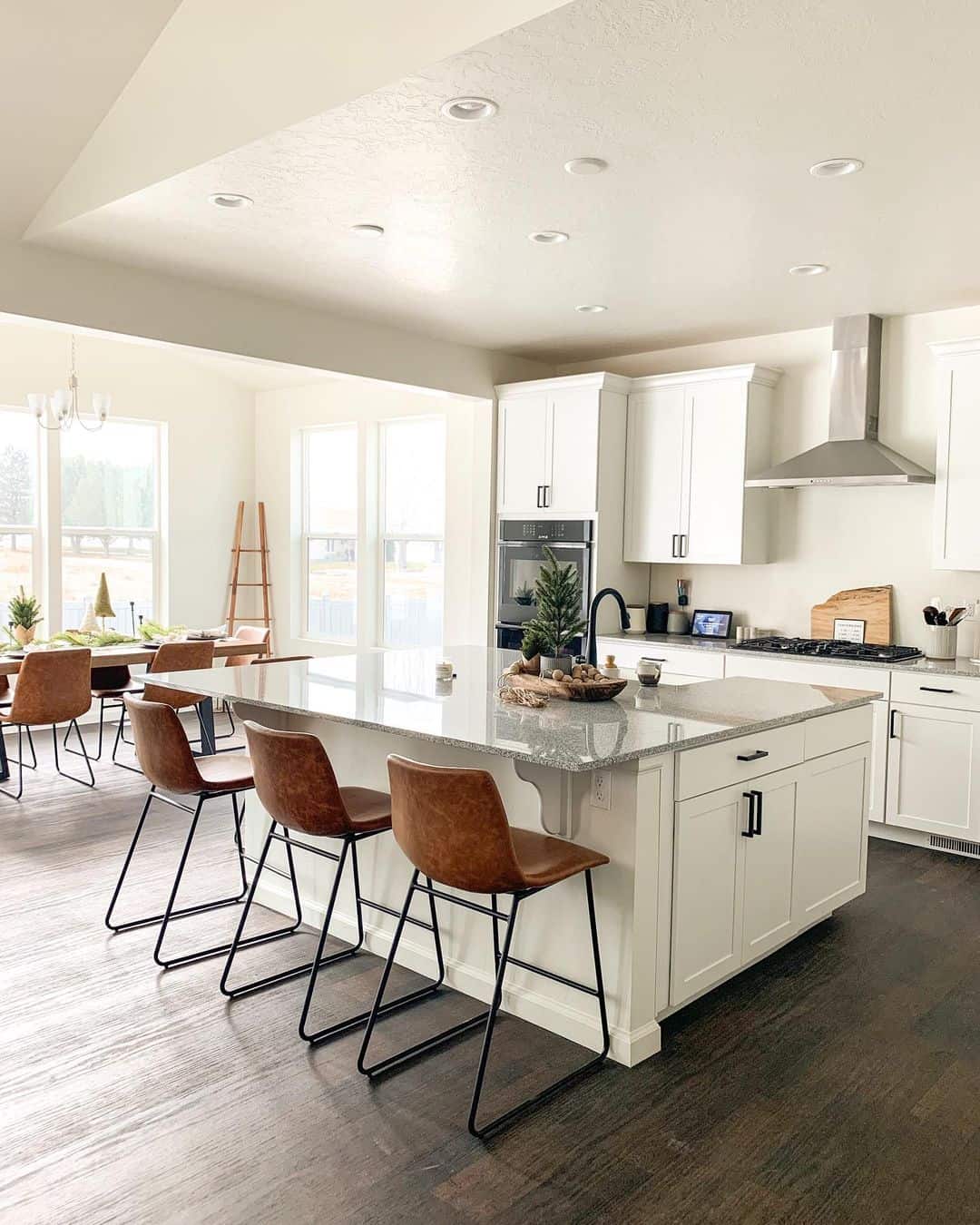 Modern Farmhouse Kitchen with Island and Bar Stools - Soul & Lane