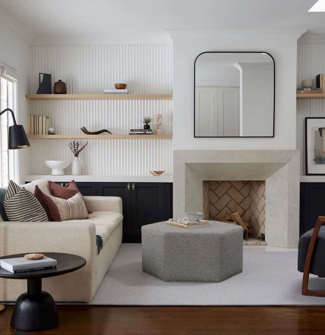Modern Living Room with Light Wood Shelves - Soul & Lane