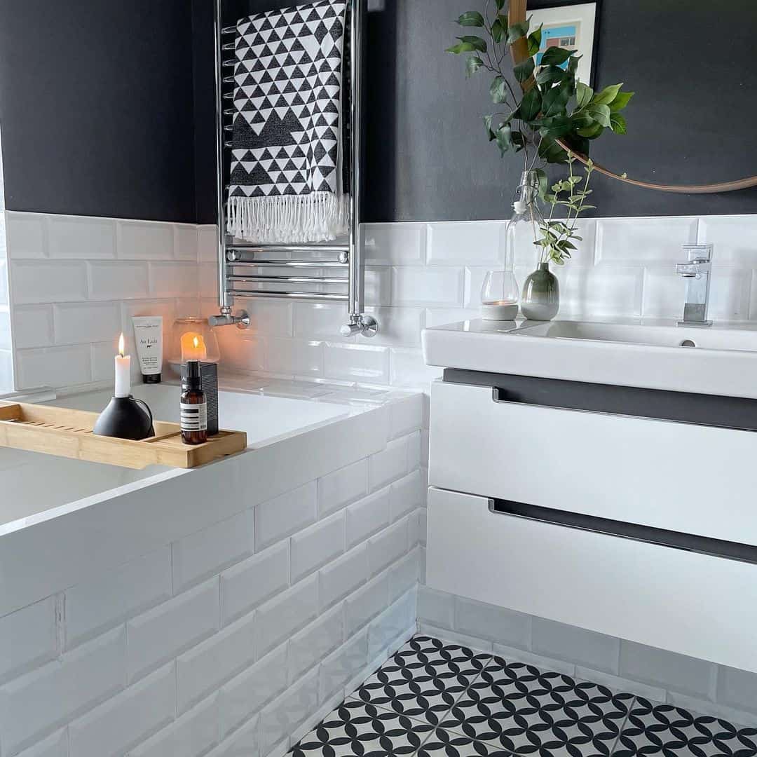 Modern Vanity Against Black Painted Half Wall - Soul & Lane