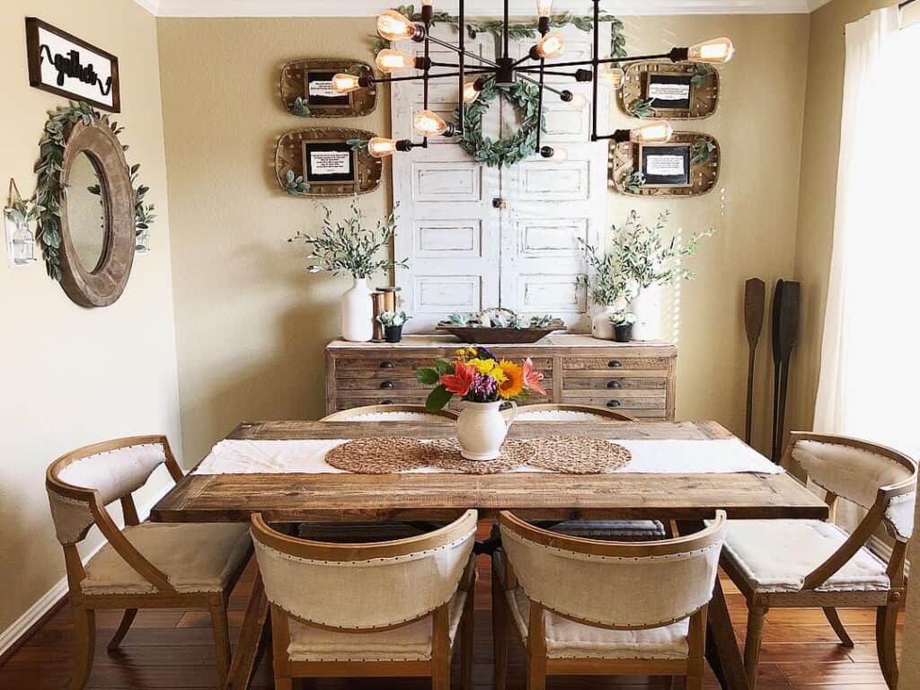 Rustic White Doors and Wood Sideboard - Soul & Lane