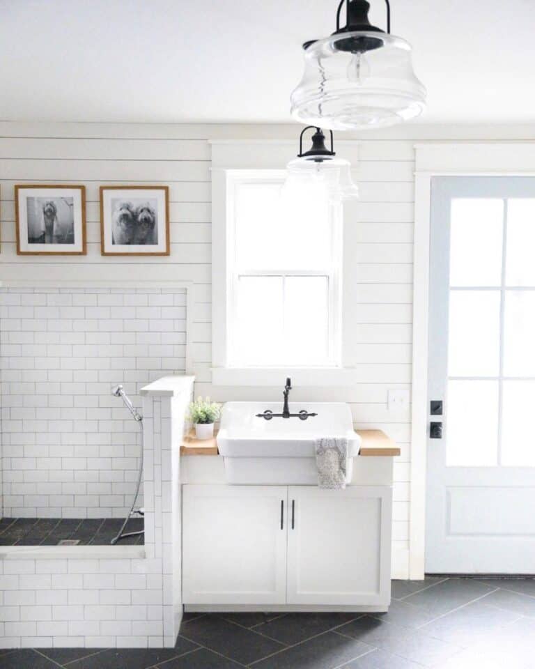 Shiplap Mudroom with Subway Tile Backsplash - Soul & Lane