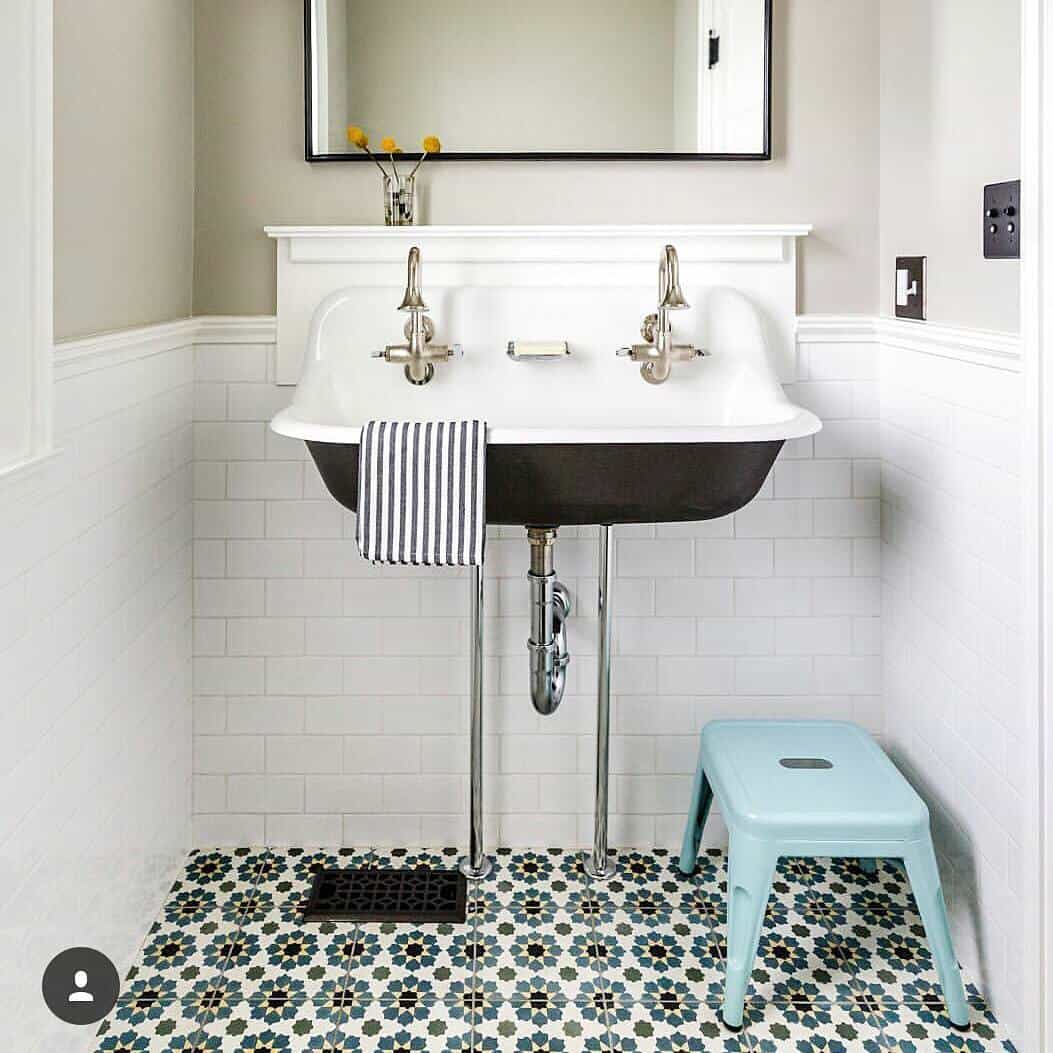 Vintage Sink in Subway Tile Bathroom - Soul & Lane