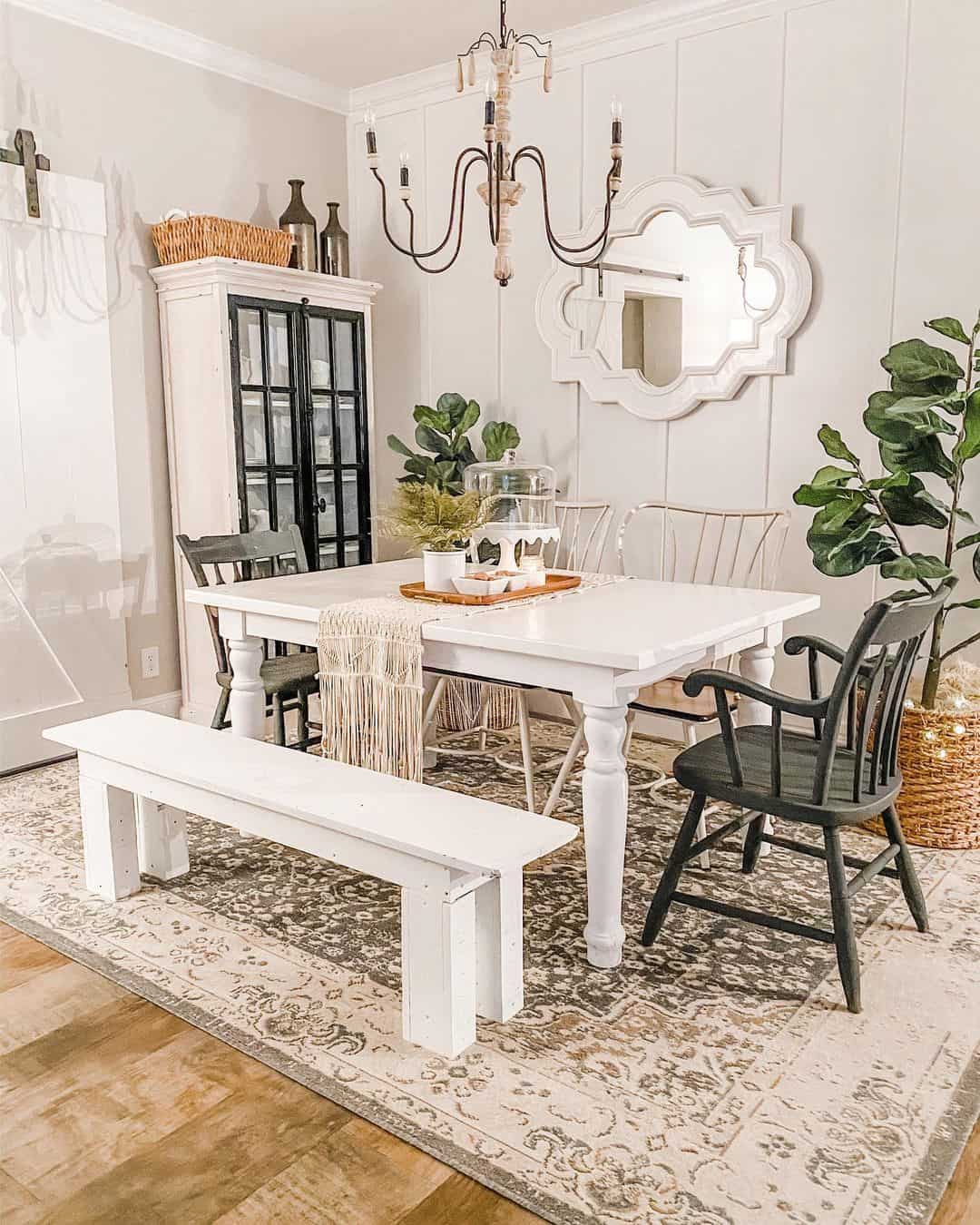 White Farmhouse Table With Diverse Seating - Soul & Lane