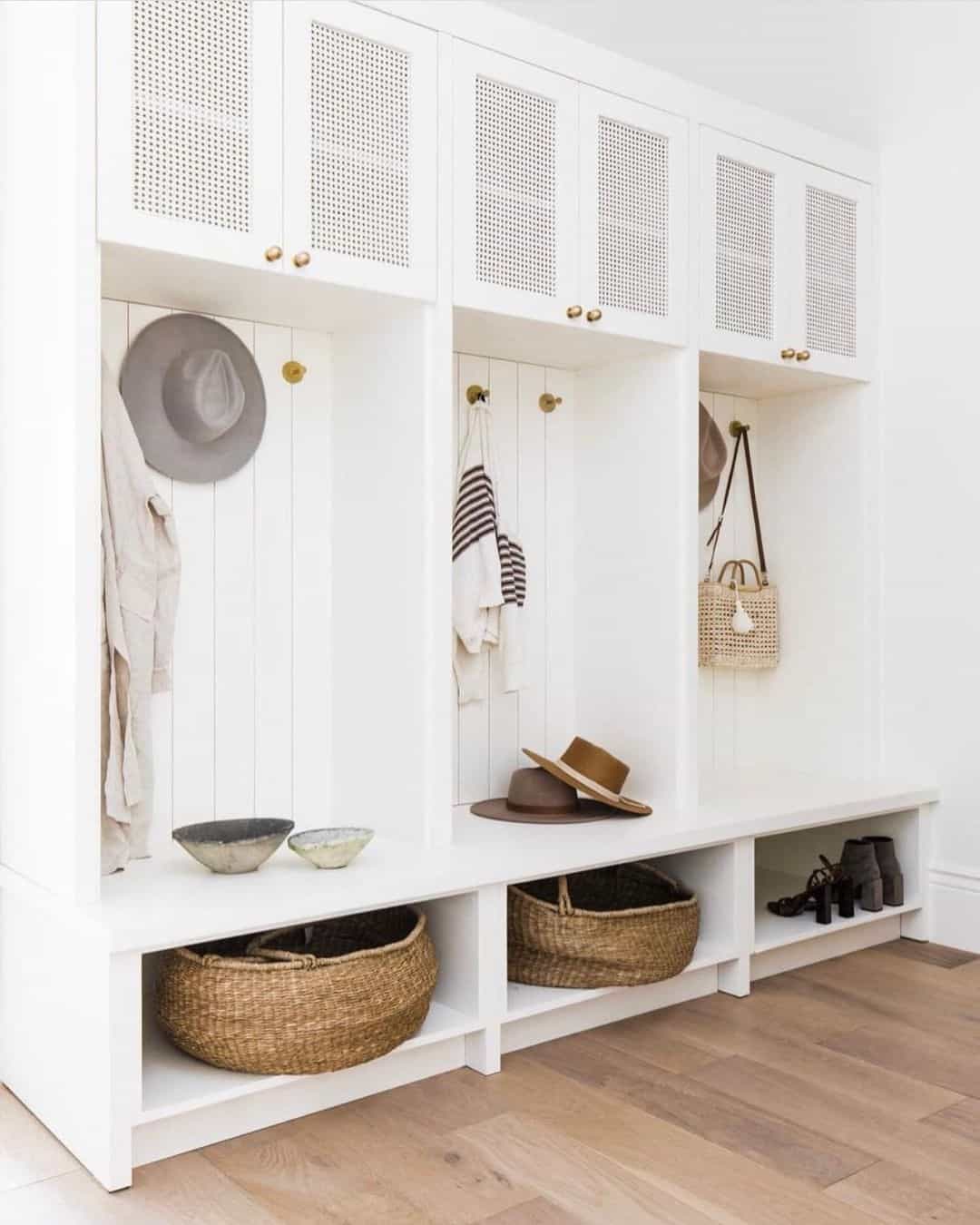White Open Lockers with Brass Hardware - Soul & Lane