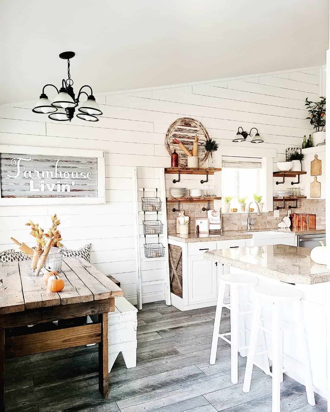 White Shiplap Wall with Black Lamps - Soul & Lane