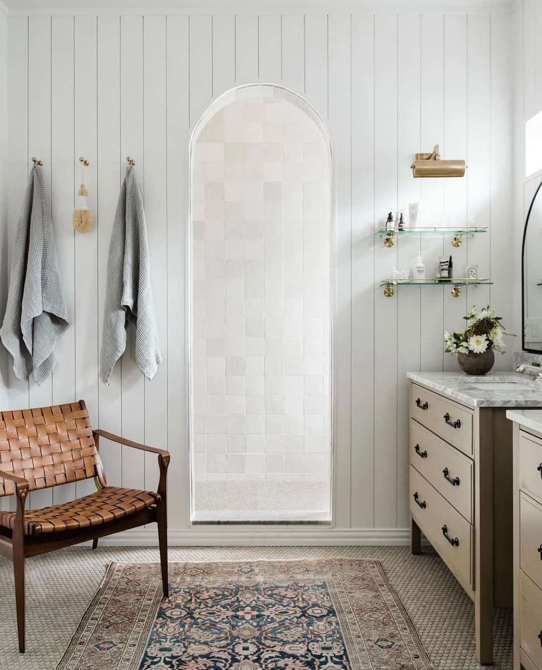 White Vertical Shiplap Bathroom Wall - Soul & Lane