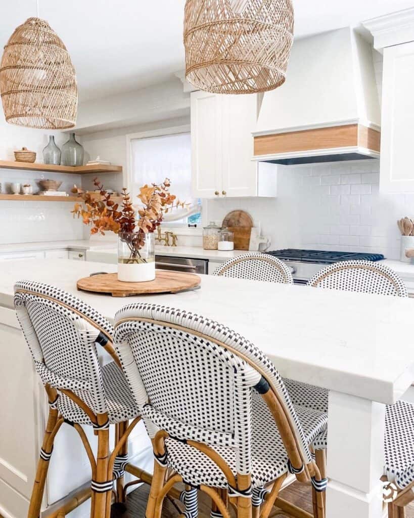 35 Ideas to Elevate Your Kitchen with Wicker Bar Stools