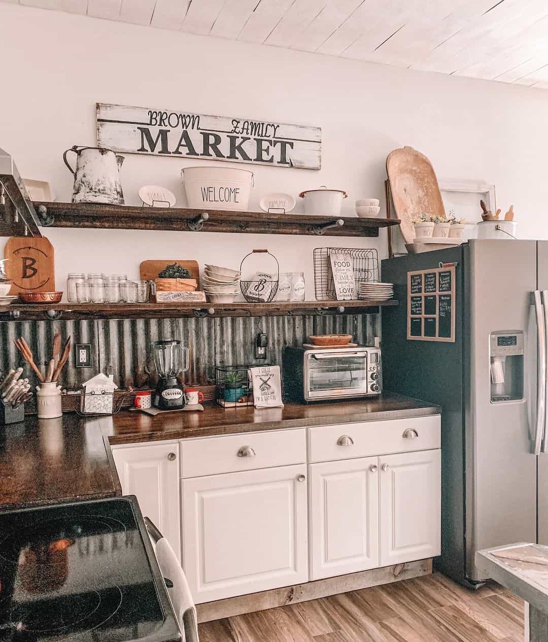 Wood Shelves and Galvanized Metal in Kitchen - Soul & Lane