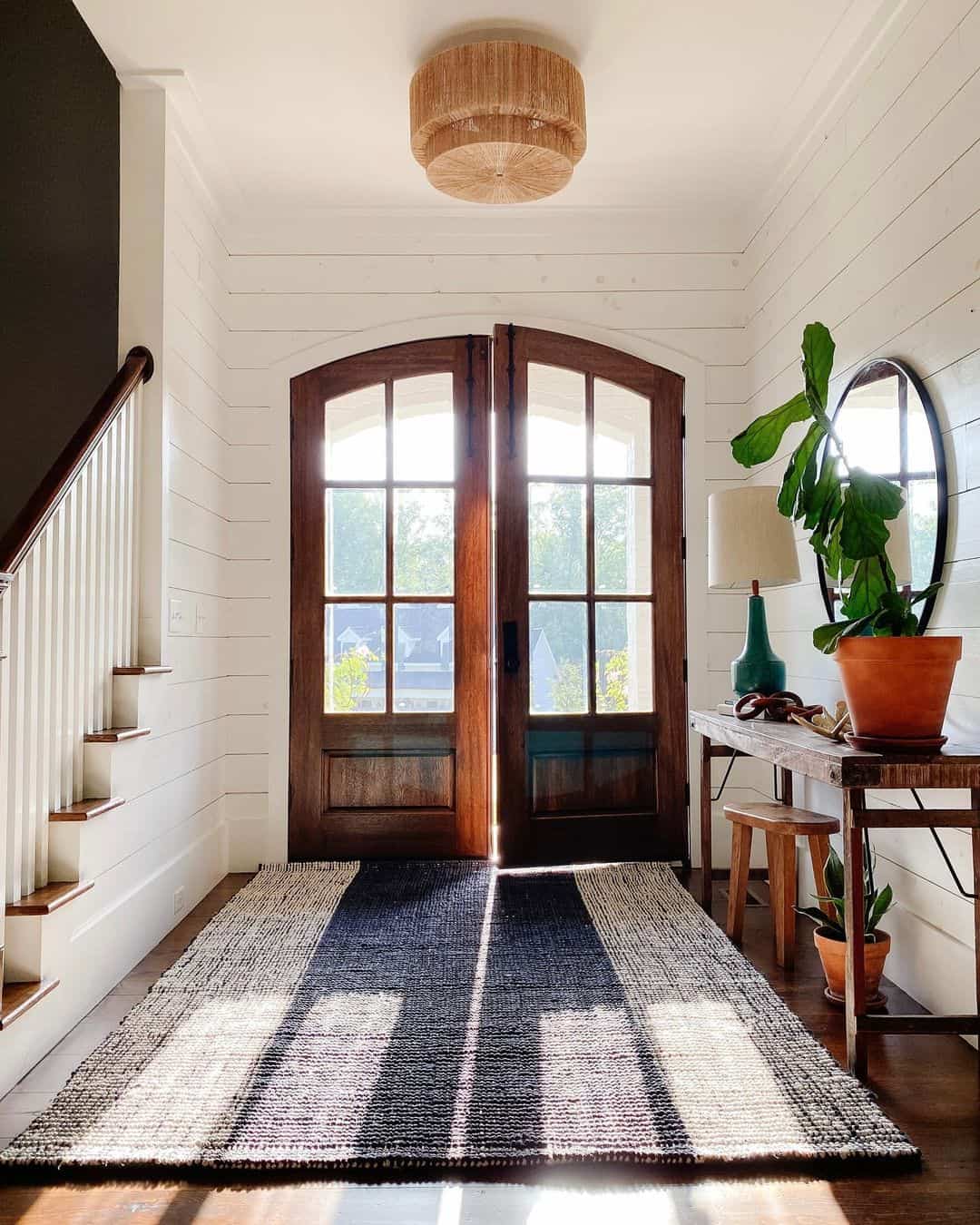 Arched Wood Double Doors with Shiplap Walls - Soul & Lane