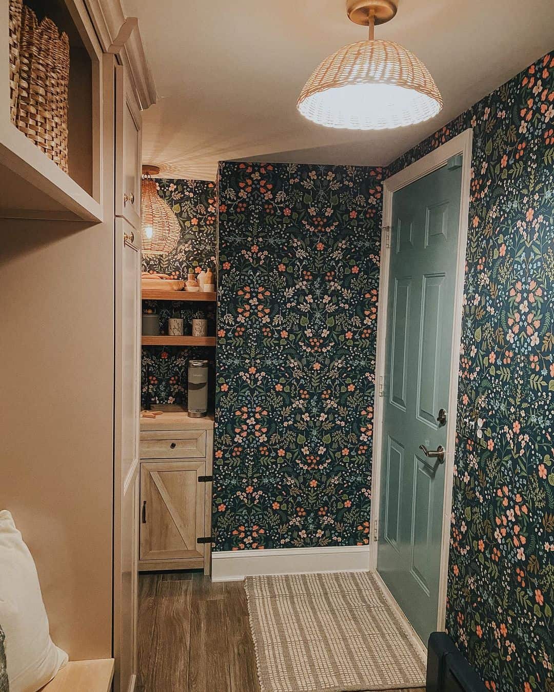 Black Whimsical Floral Wallpaper With Colorful Flowers - Soul & Lane