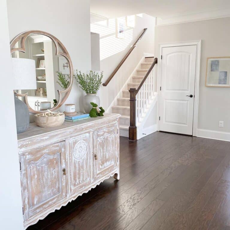 Brushed White Wood Sideboard in Entryway - Soul & Lane