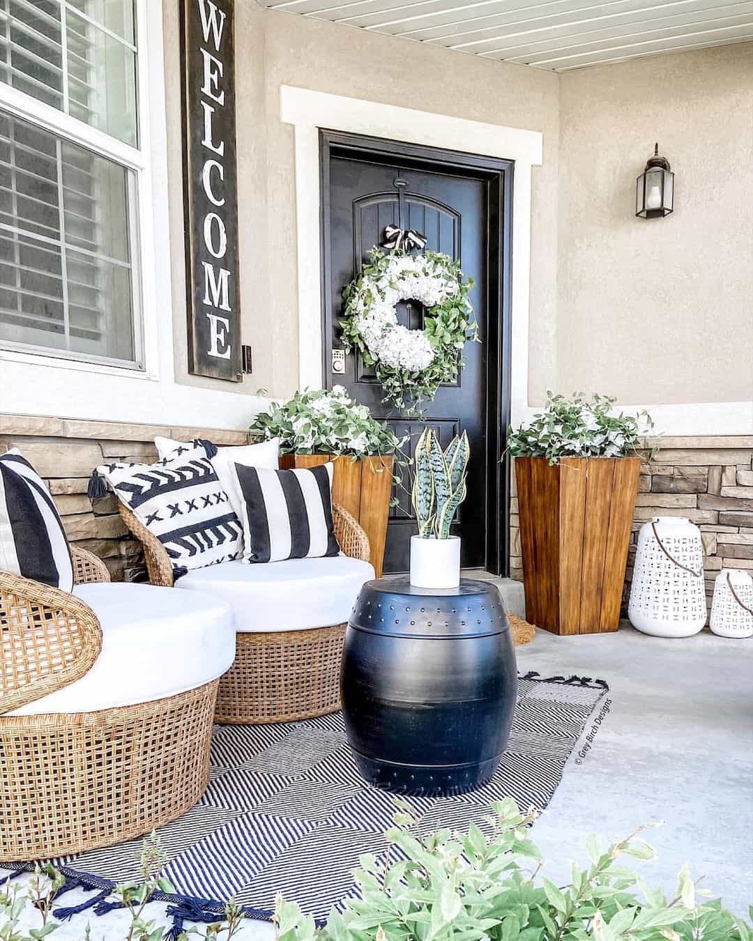 Faux Hydrangea Pot Fillers as Front Door Plants - Soul & Lane