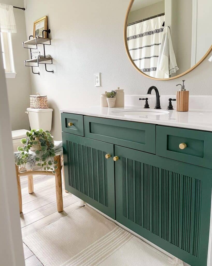 Forest Green Vanity with Fluting Detail - Soul & Lane