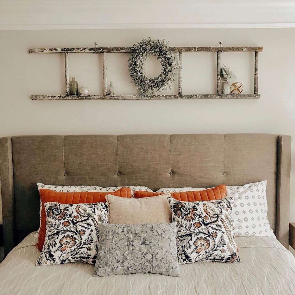 Ladder Repurposed as Above Bed Shelf - Soul & Lane