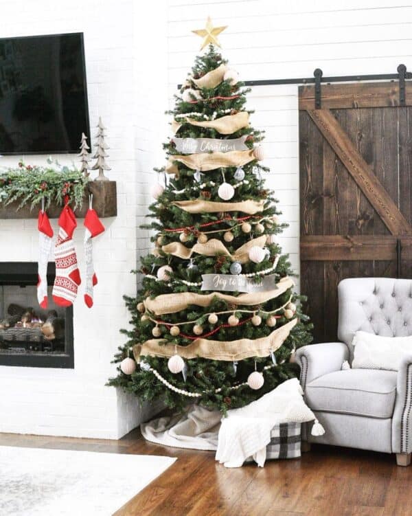 Light Blue and Gold Christmas Tree Decorations and a Light Blue Chair ...