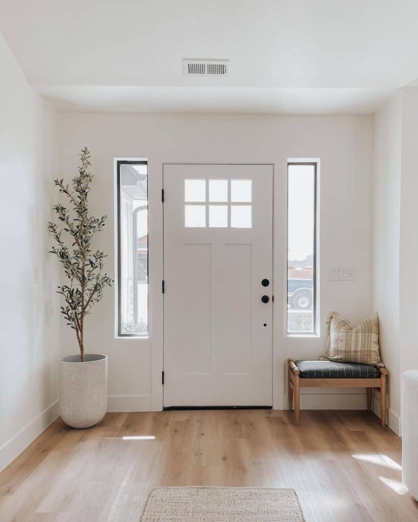 Minimalist White Front Door Entryway - Soul & Lane