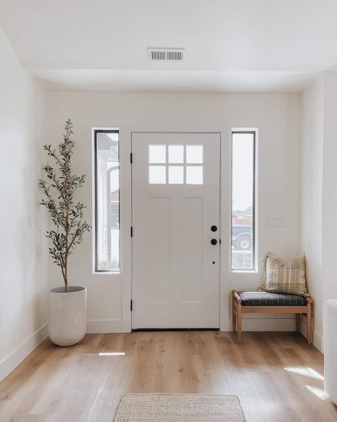 Minimalist White Front Door Entryway - Soul & Lane